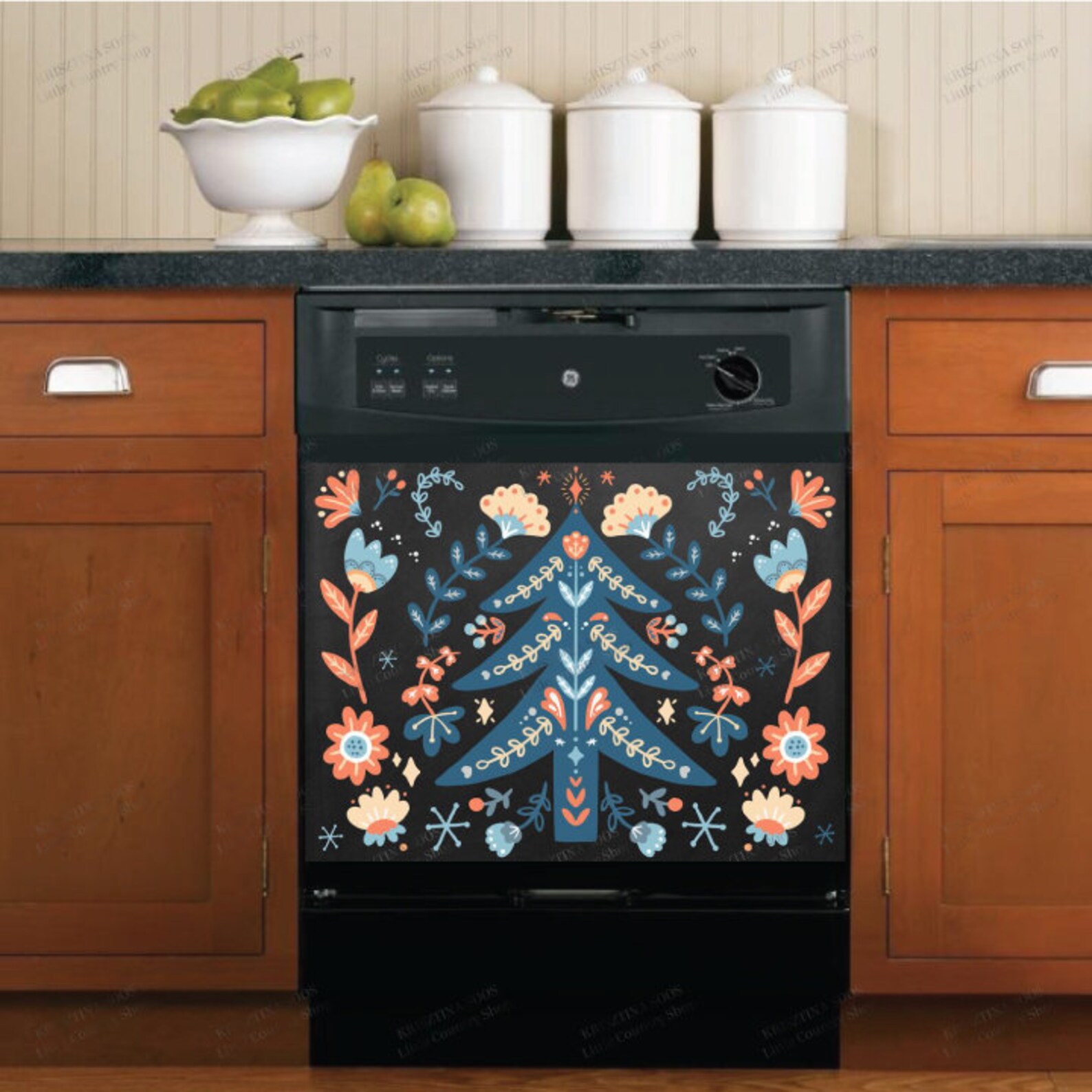 Kitchen Dishwasher Magnet Decor Cover Scandinavian Folk Art | Etsy