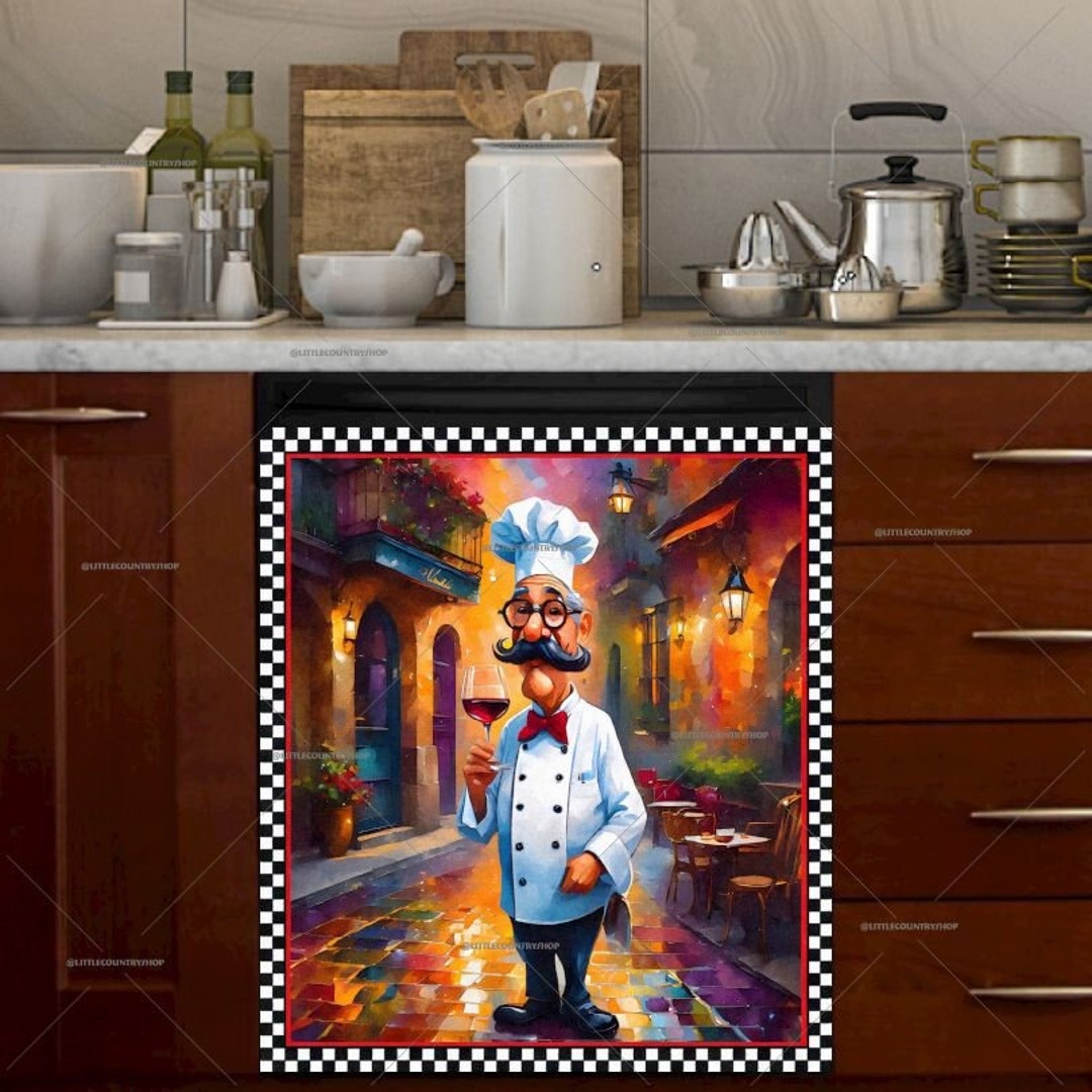 Italian Chef Dishwasher Magnet Cover: Cozy Kitchen Decor - Etsy