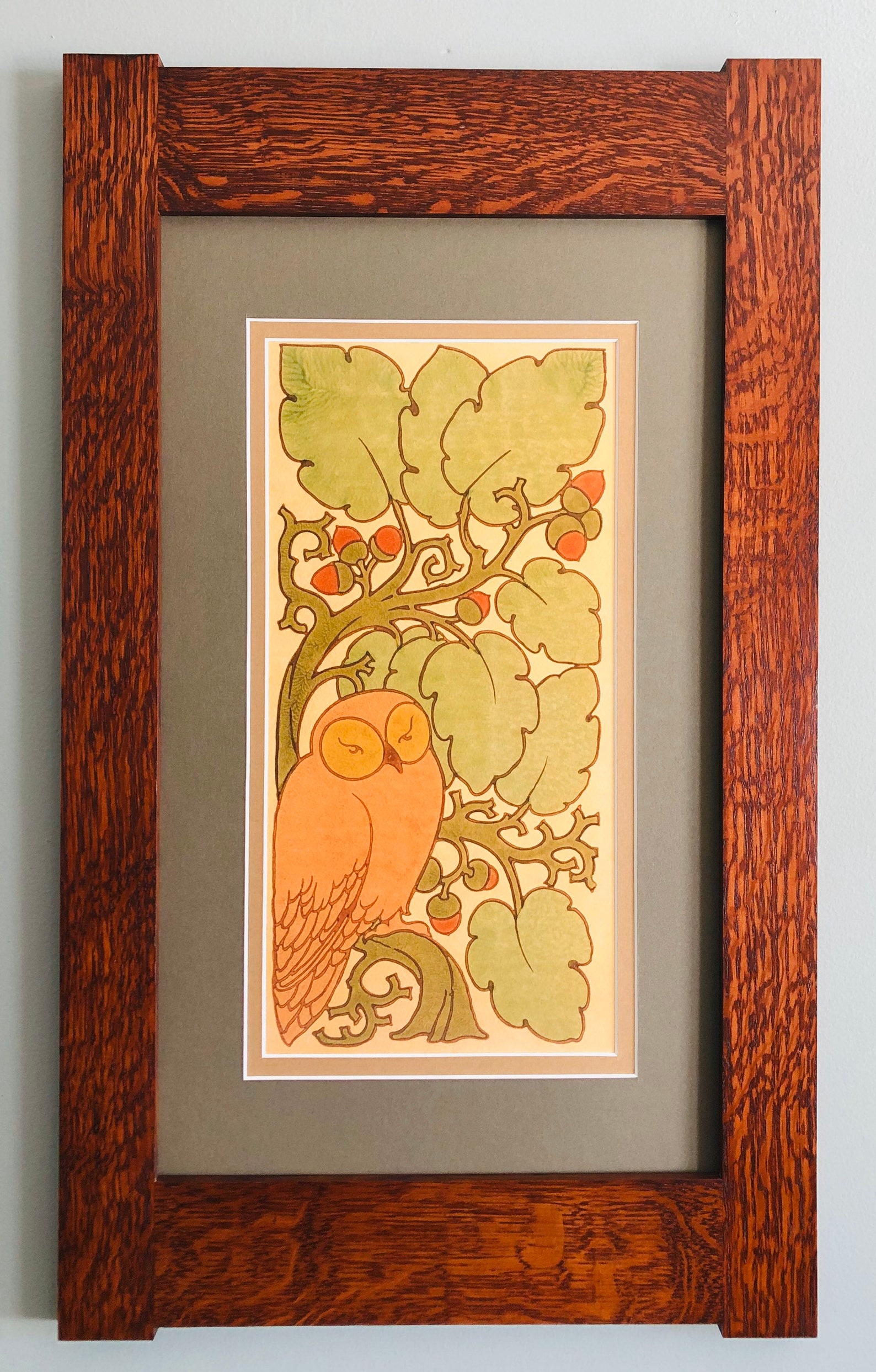 Voysey Owl in Oak Mission Style Art in Quartersawn Oak Frame - Etsy
