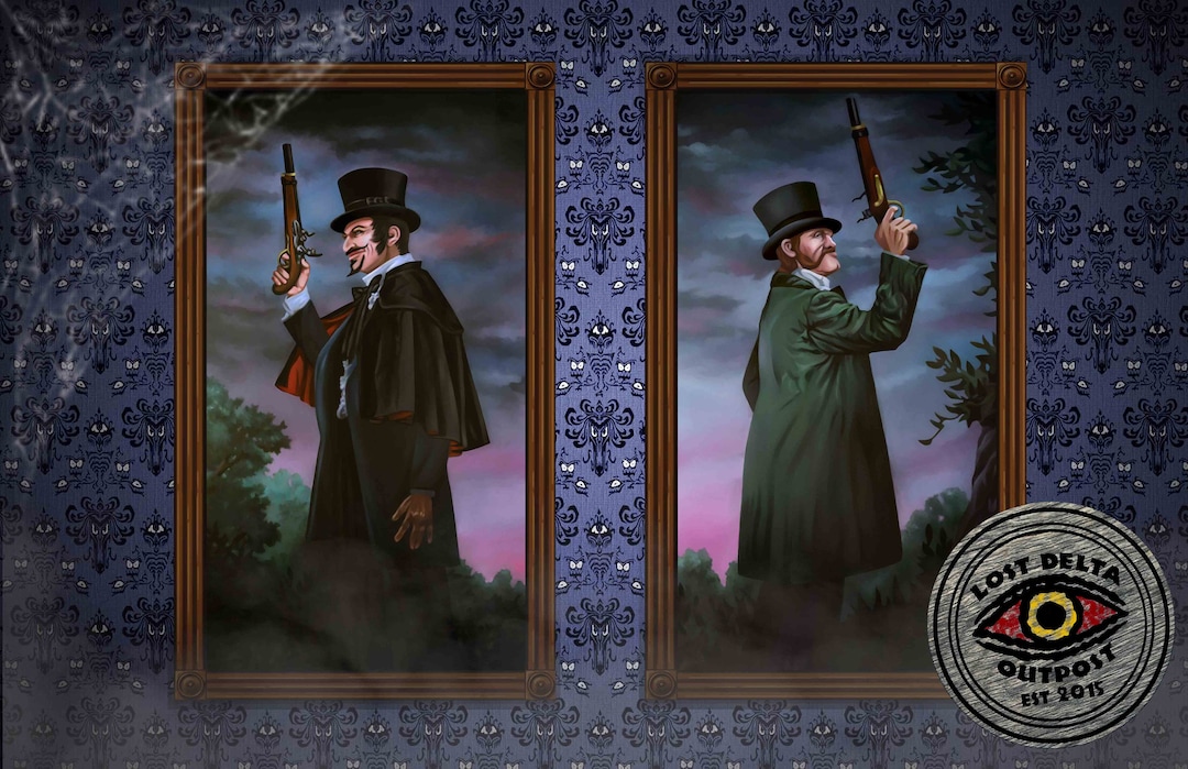 Dual Ghosts Haunted Mansion Rolled Canvas Print Replicas - Etsy