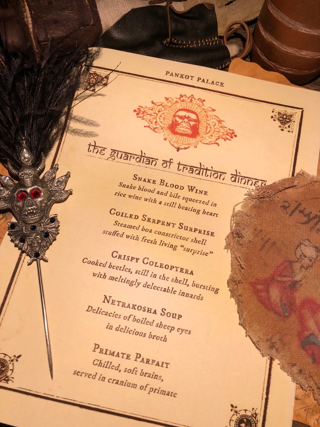 Indiana Jones Temple of Doom Pankot Palace Dinner Menu - Etsy