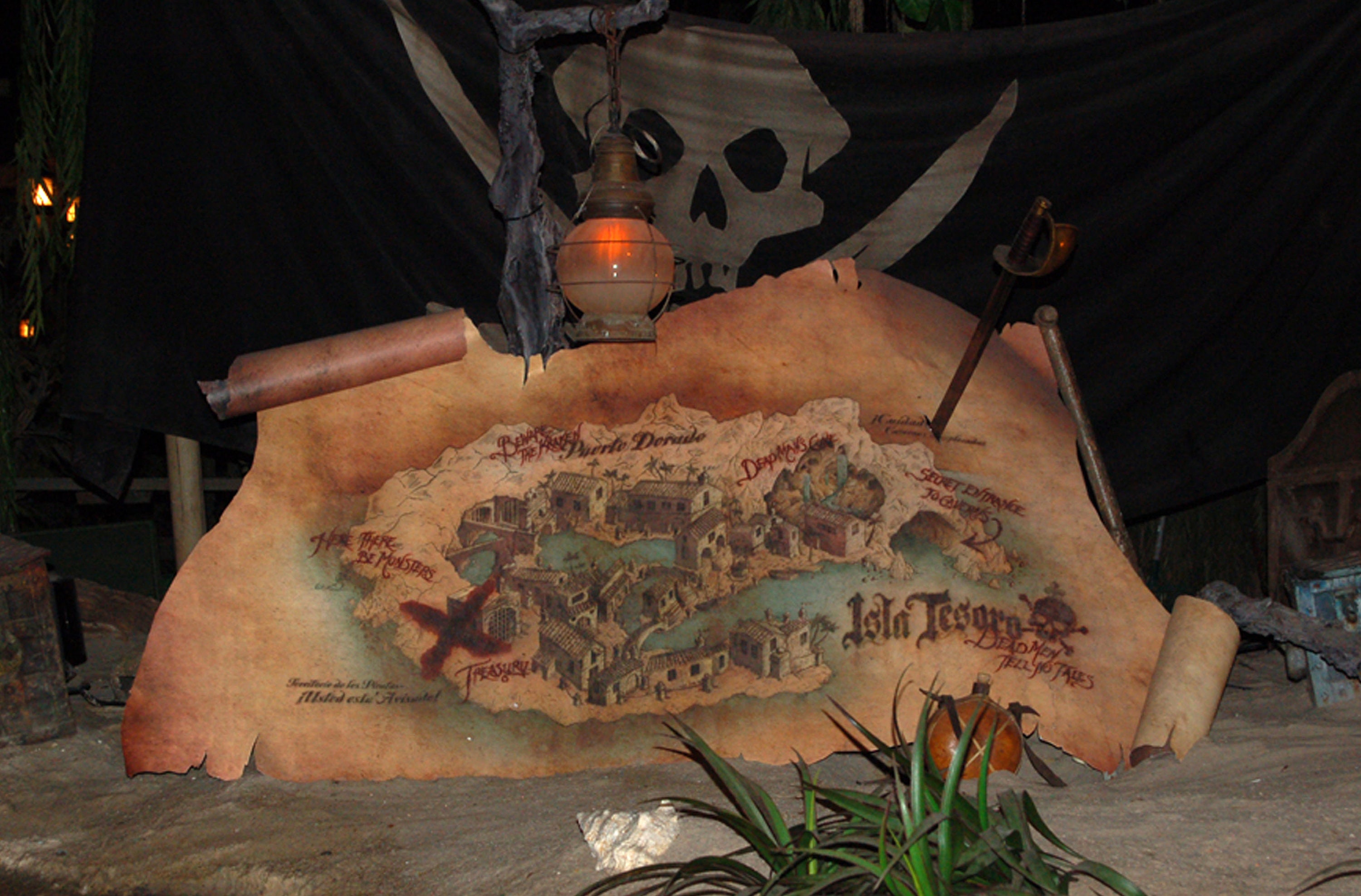 Pirates of the Caribbean Ride Treasure Map of the Island of Tesoro Aged ...