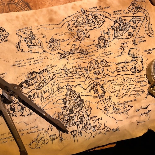 The Map of Indiana Jones Adventure: Temple of the Forbidden - Etsy