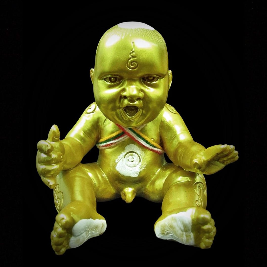 Celestial Golden Triad Figurine Master Khom 2010 Rare Wealth Prosperity ...