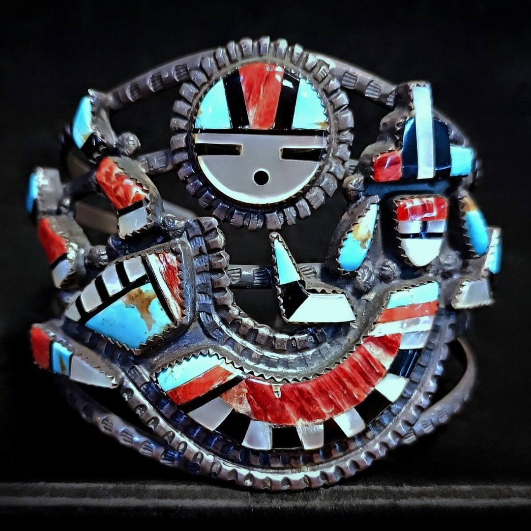 RARE American Vintage Sterling Silver Rainbow Man Cuff Bracelet ...