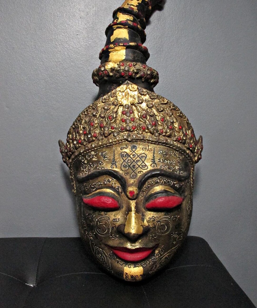 Rare Thai Occult Ngang Spirit Mask, Red Eyes, Yant Inscription, Khmer ...
