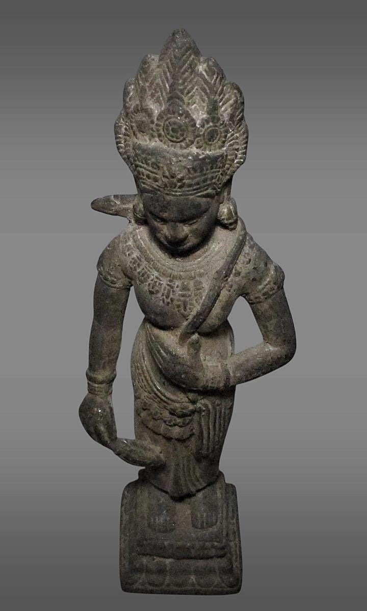 Ancient Khmer Bronze Apsara Sculpture – Angkor Wat Style, Excavated in ...