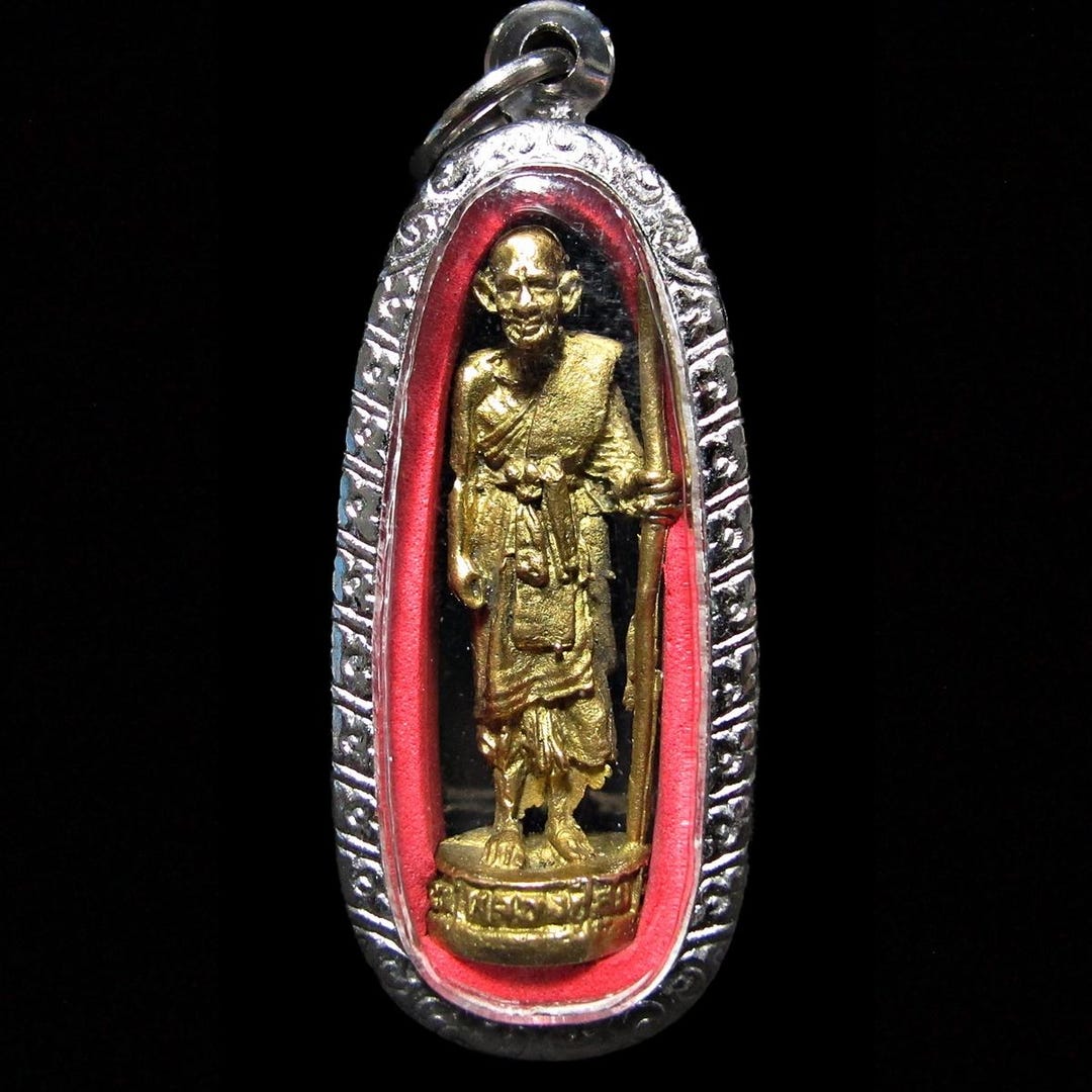 Sacred Phra LP Suk Standing With Cane Thai Amulet Wat Makham Tao BE2520 ...
