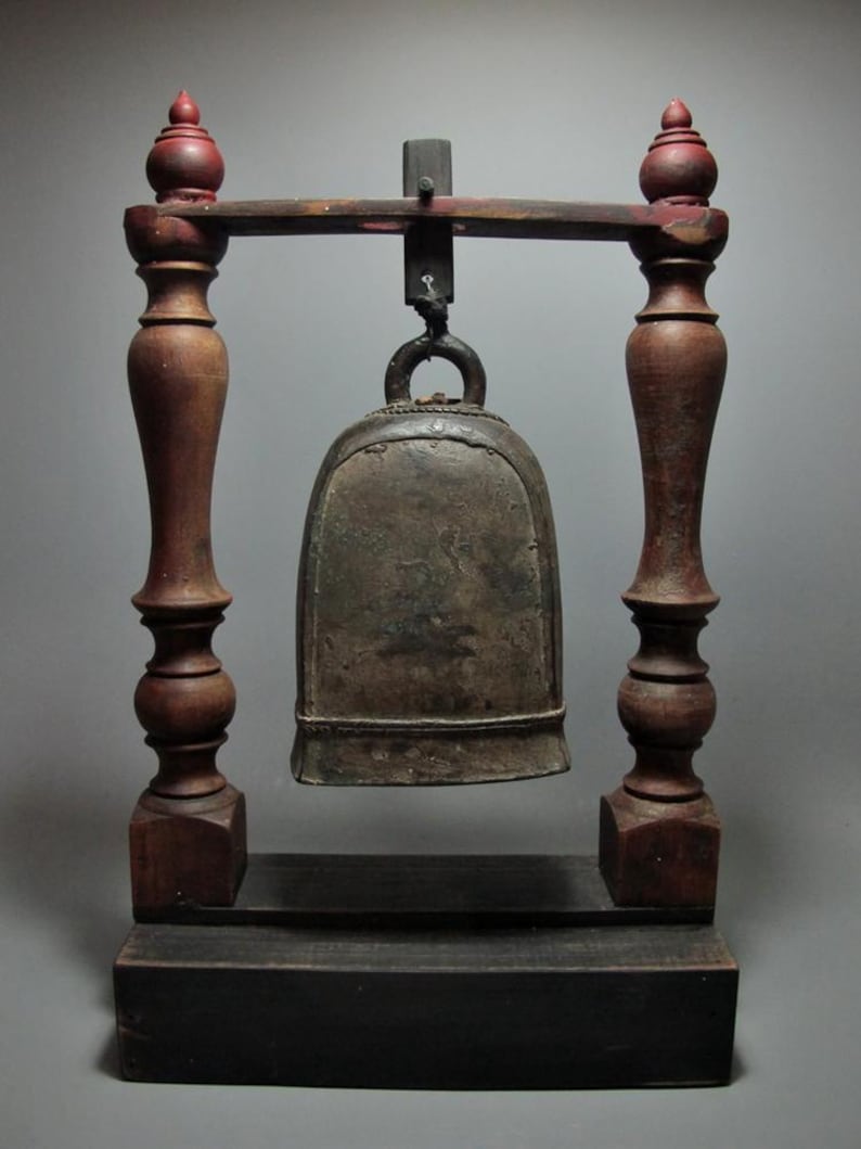 Authentic Karen Elephant Bronze Bell Chess King Spigot Pillar Ritual ...