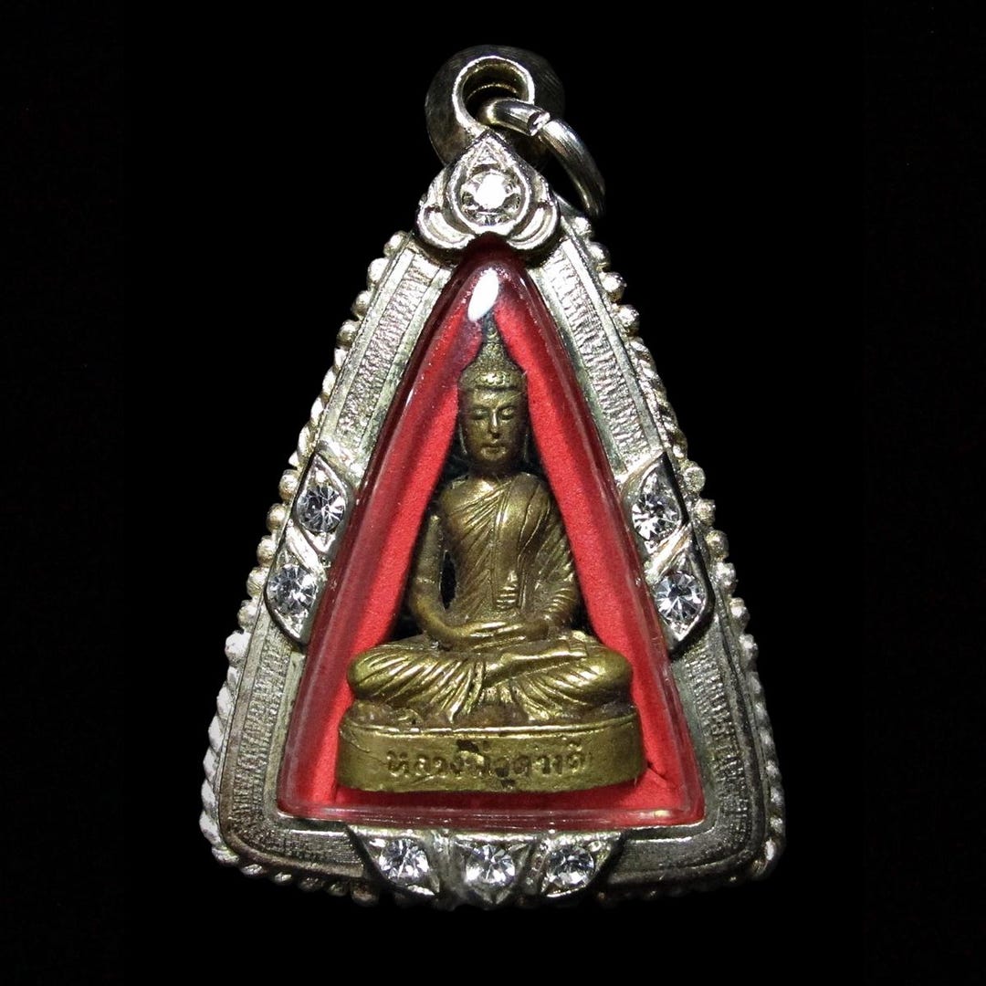 LP Duang Dee Wat Chotikaram Buddha Amulet Brass Silver Case Blessed ...