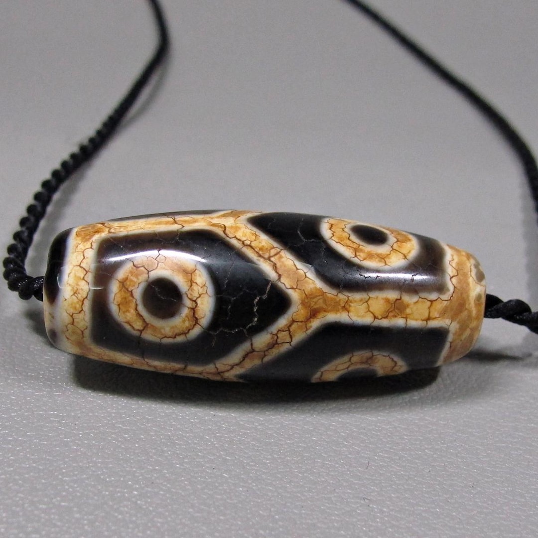 Authentic "dragon Skin" Texture Tibetan 6-eyes Dzi Bead Agate Amulet - Etsy
