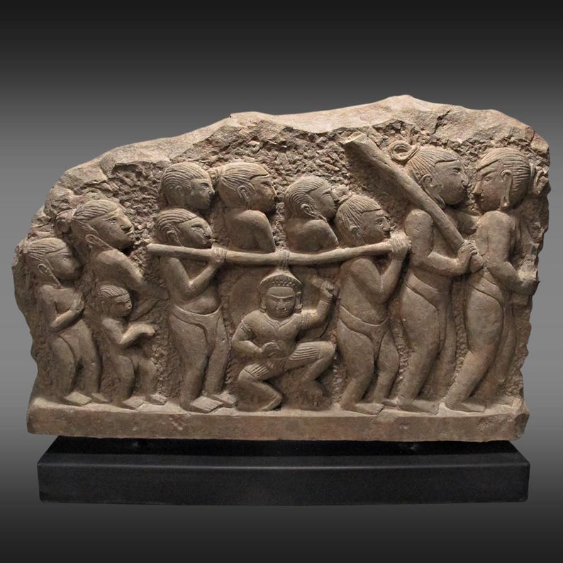 Ancient Khmer Sandstone Lintel Relief Fragment – Angkor Wat Style ...