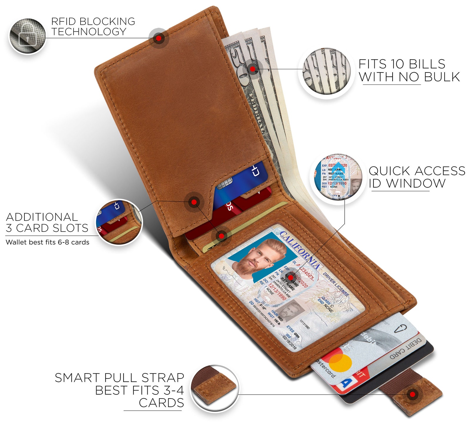 RFID Blocking Bifold Slim Genuine Leather Thin Minimalist - Etsy