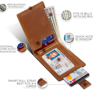 RFID Blocking Bifold Slim Genuine Leather Thin Minimalist Front Pocket ...