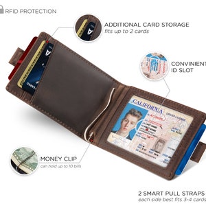 Men's Bi-fold RFID Blocking Wallet for Men Full Grain Leather Front Pocket Slim Minimalist ...