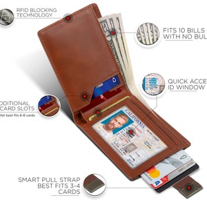 RFID Blocking Bifold Slim Genuine Leather Thin Minimalist Front Pocket ...