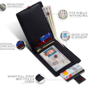 RFID Blocking Bifold Slim Genuine Leather Thin Minimalist Front Pocket ...