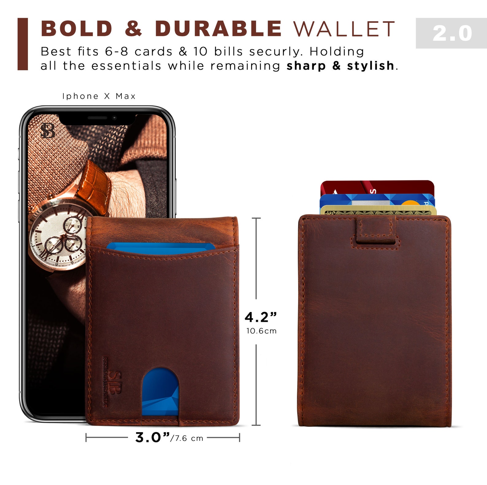 RFID Blocking Bifold Slim Genuine Leather Thin Minimalist - Etsy