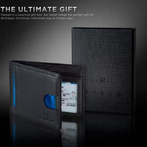 RFID Blocking Bifold Slim Genuine Leather Thin Minimalist Front Pocket ...