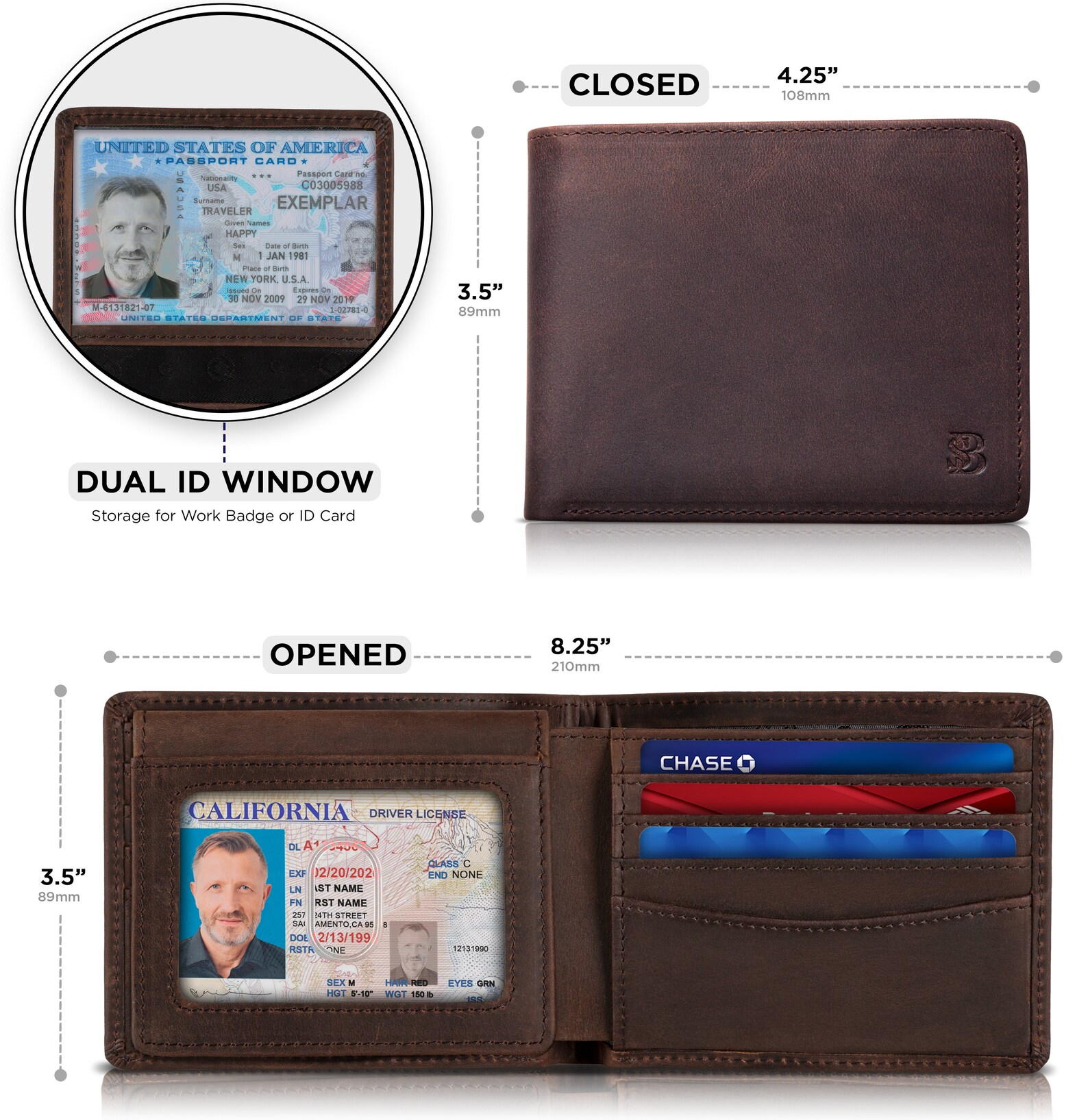 2 Id Window RFID Wallet for Men, Bifold Top Flip, Extra Capacity Travel ...