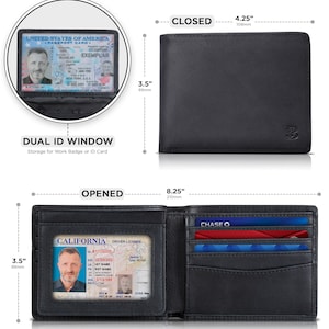 2 Id Window RFID Wallet for Men, Bifold Top Flip, Extra Capacity Travel ...