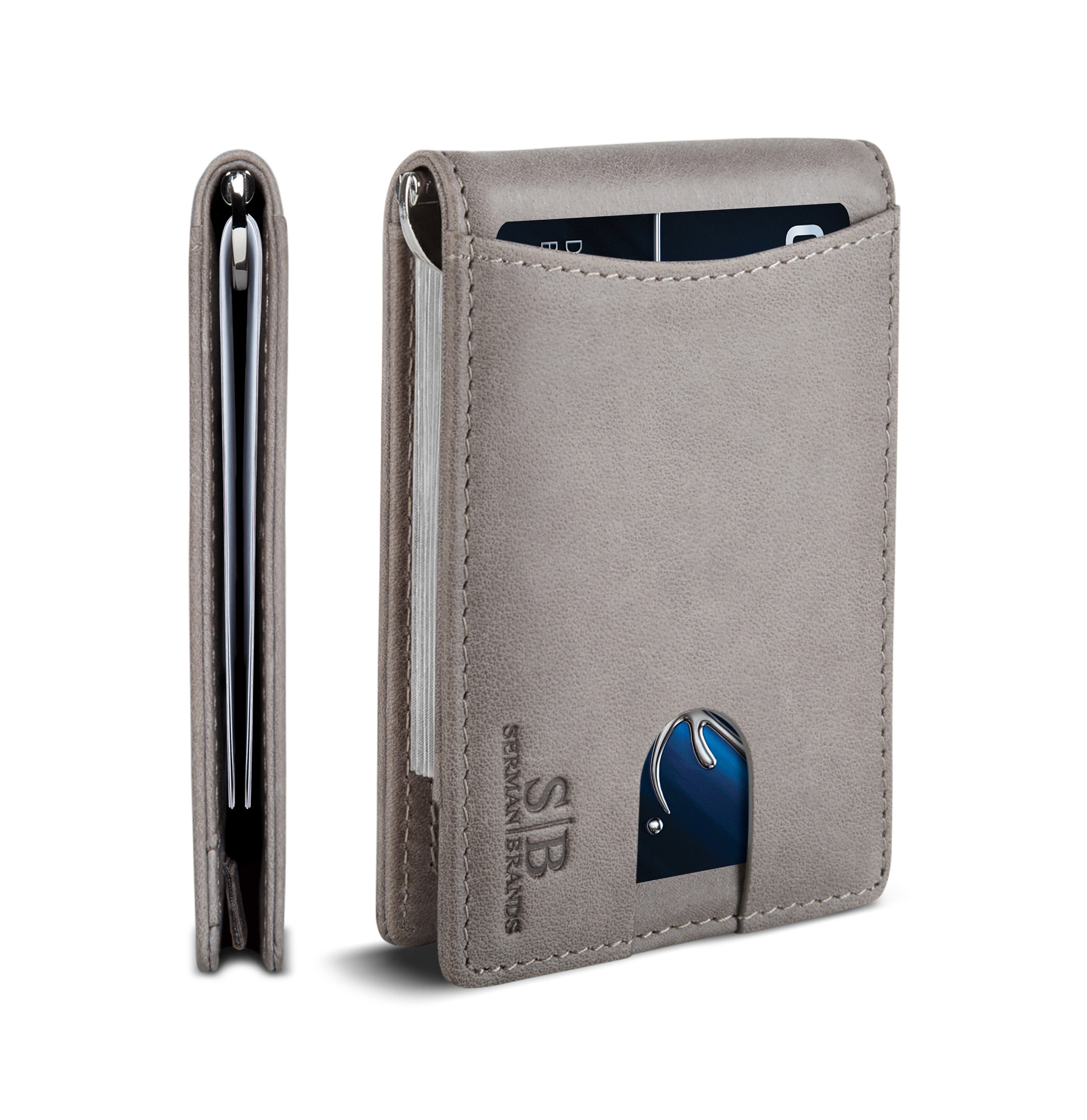 RFID Blocking Bifold Slim Genuine Leather Thin Minimalist Front Pocket Wallets for Men Money Clip slate Gray 1.S Etsy