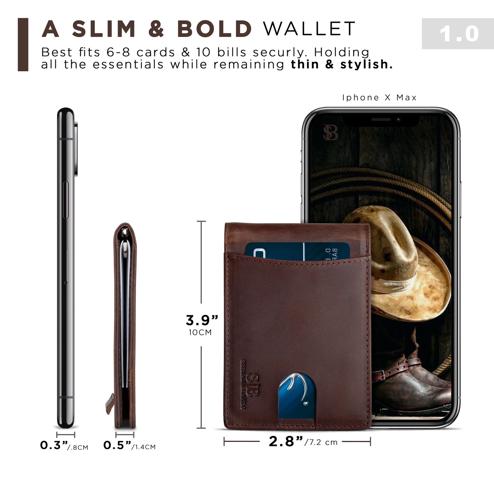 RFID Blocking Bifold Slim Genuine Leather Thin Minimalist Front Pocket ...