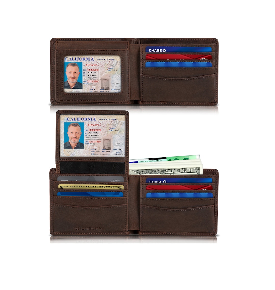 2 Id Window RFID Wallet for Men, Bifold Top Flip, Extra Capacity Travel ...