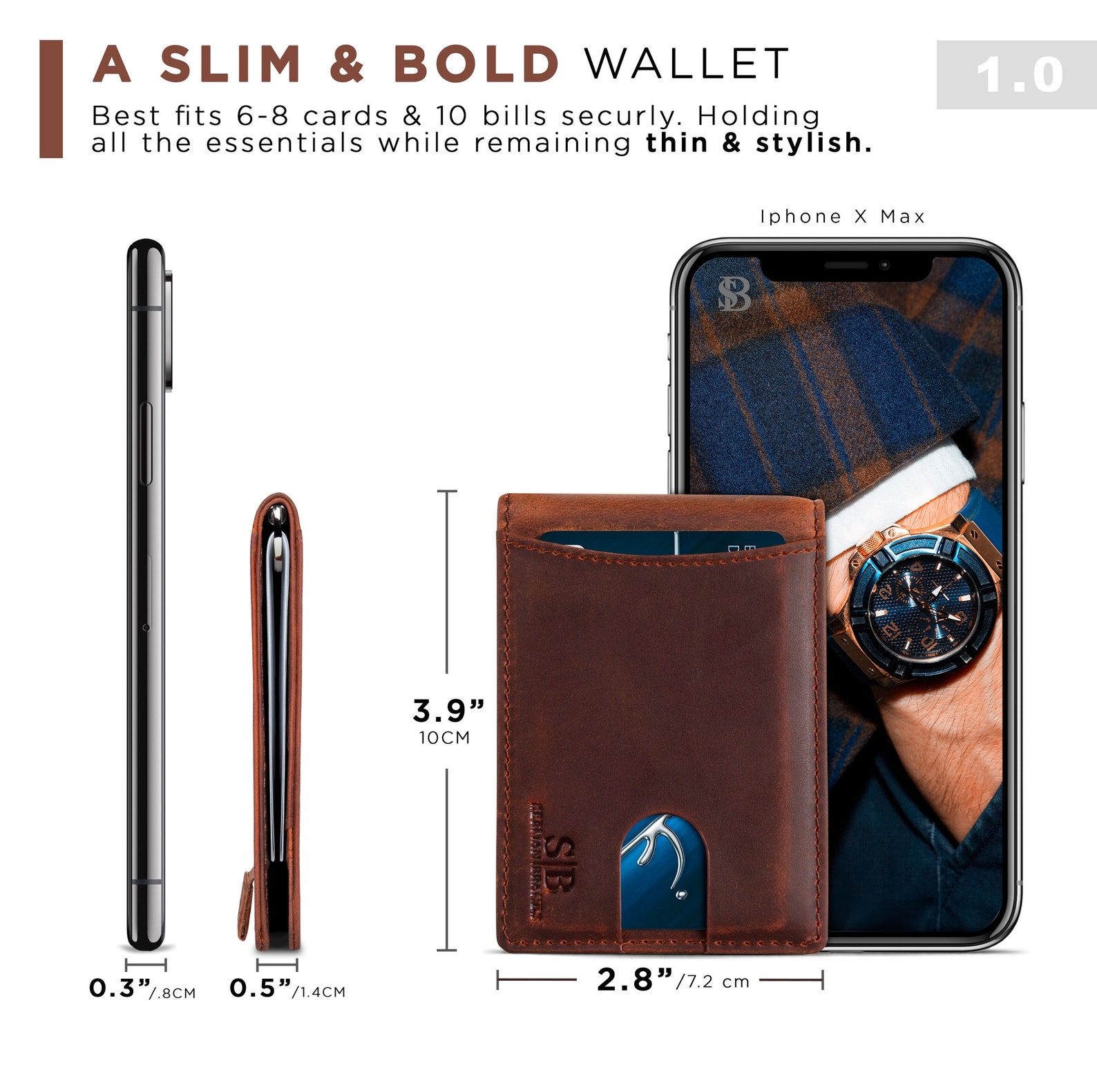 RFID Blocking Bifold Slim Genuine Leather Thin Minimalist - Etsy