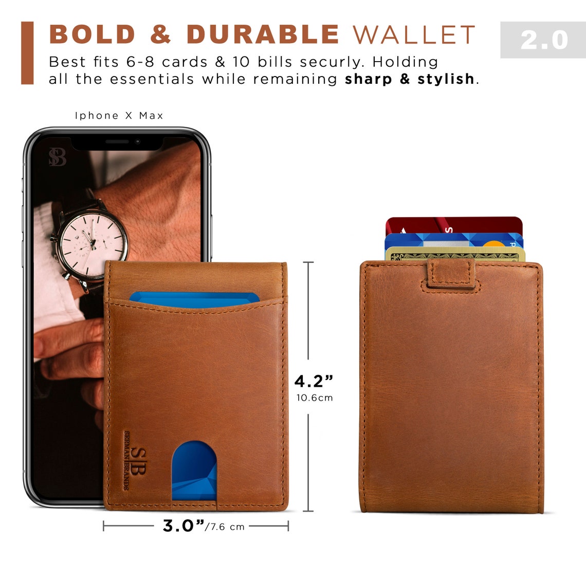 RFID Blocking Bifold Slim Genuine Leather Thin Minimalist - Etsy