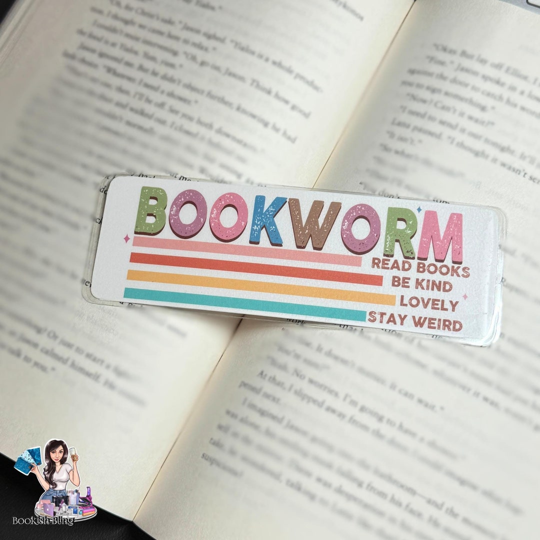 Bookworm Bookmark- Laminated, Bookish Gift - Etsy