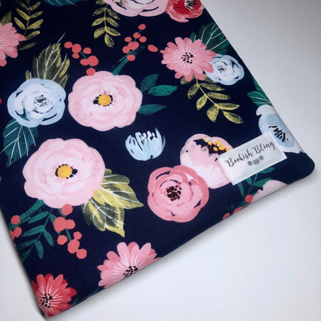 Floral on Navy Blue Book Sleeve Book Cover Kindle Protector - Etsy Canada