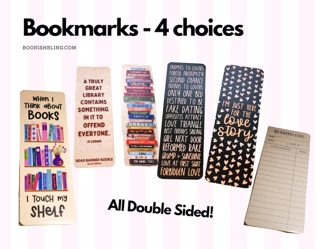 Bookish Double Sided Bookmarks- Variety - Etsy