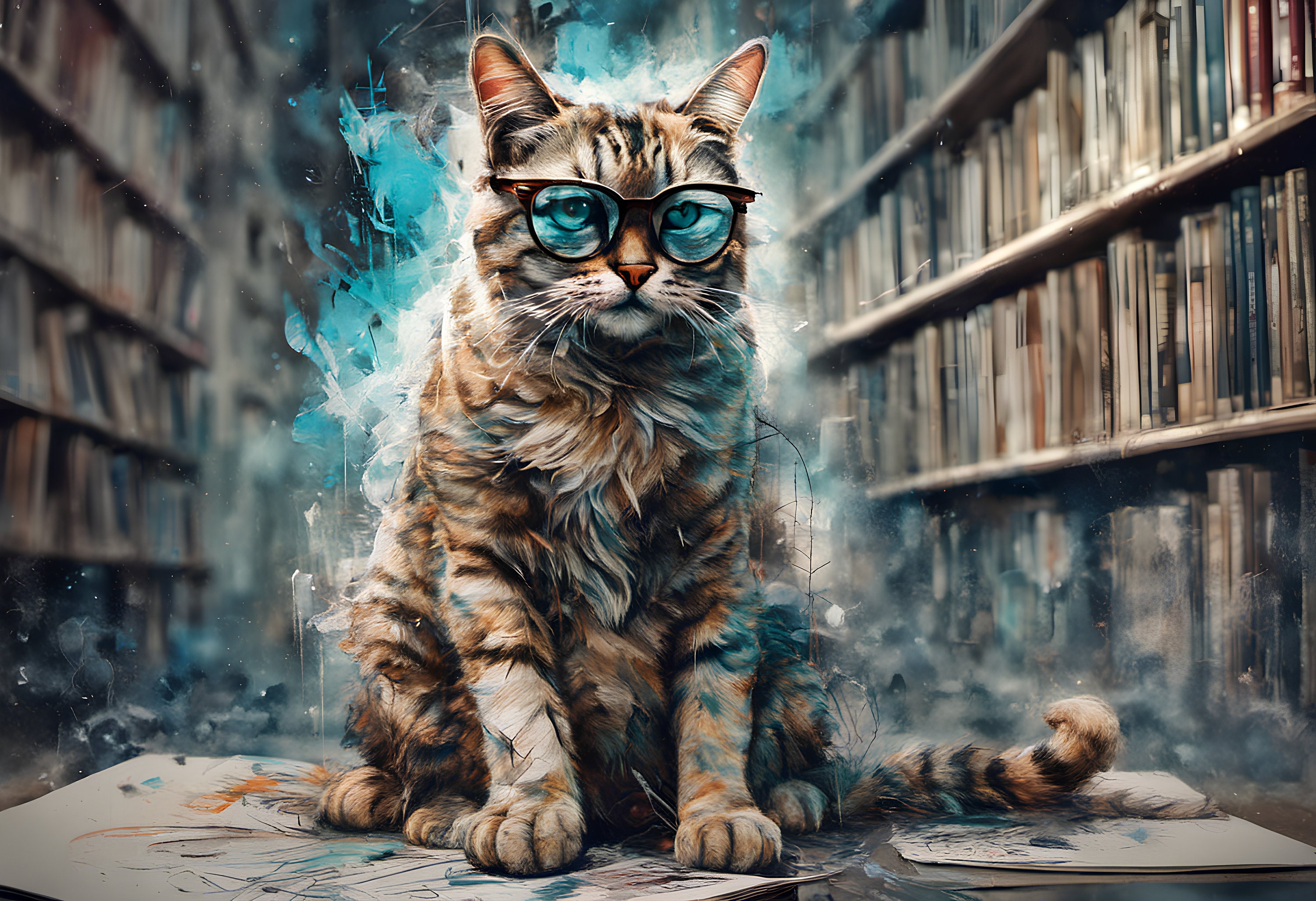 Library Cat Printable - Etsy