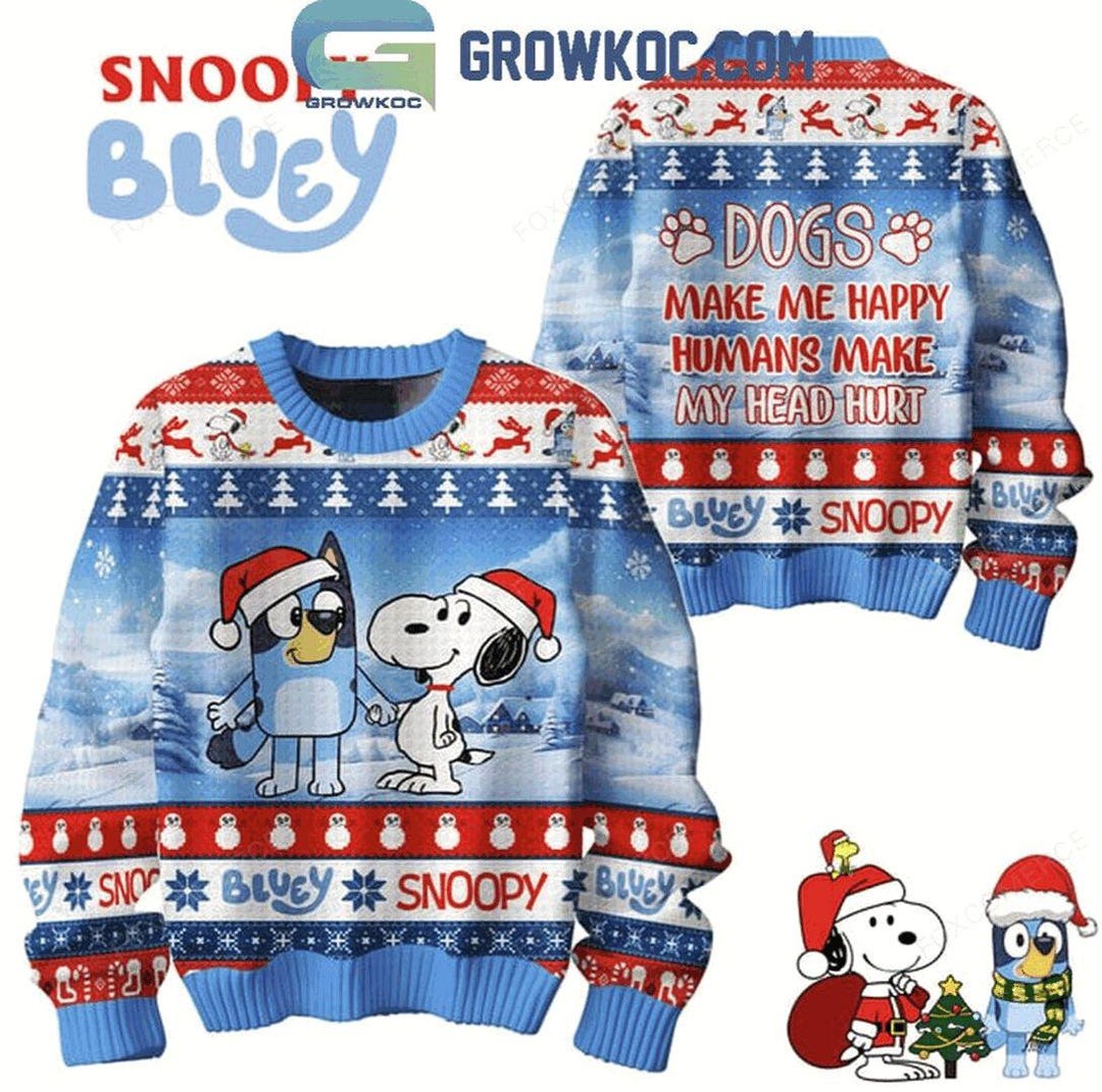 Bluey Snoopy Peanuts Merry Christmas Ugly Sweater - Etsy