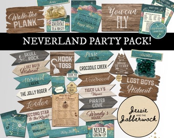 Neverland Directional Signs Party Pack Printables Peter Pan | Etsy