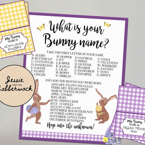 What's Your Bunny Name Easter Name Game Printable | Etsy