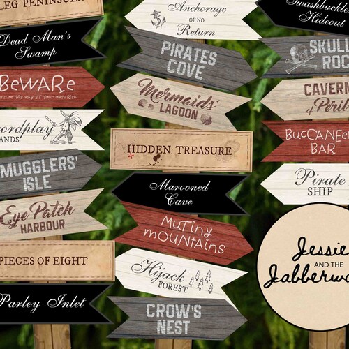 Pirate Directional Signs Party Pack Printables Treasure - Etsy