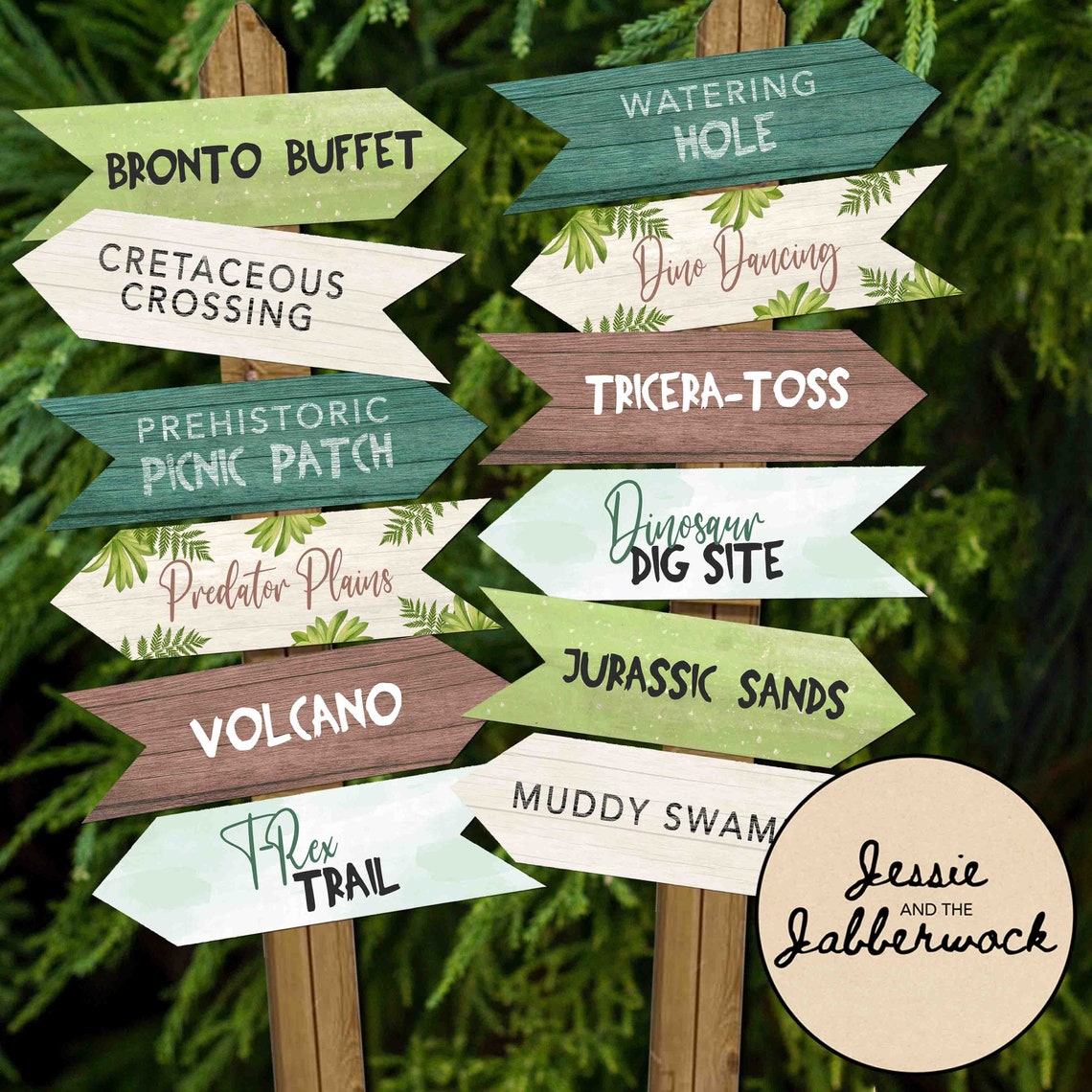 Dinosaur Directional Signs Party Pack Printable Jurassic | Etsy
