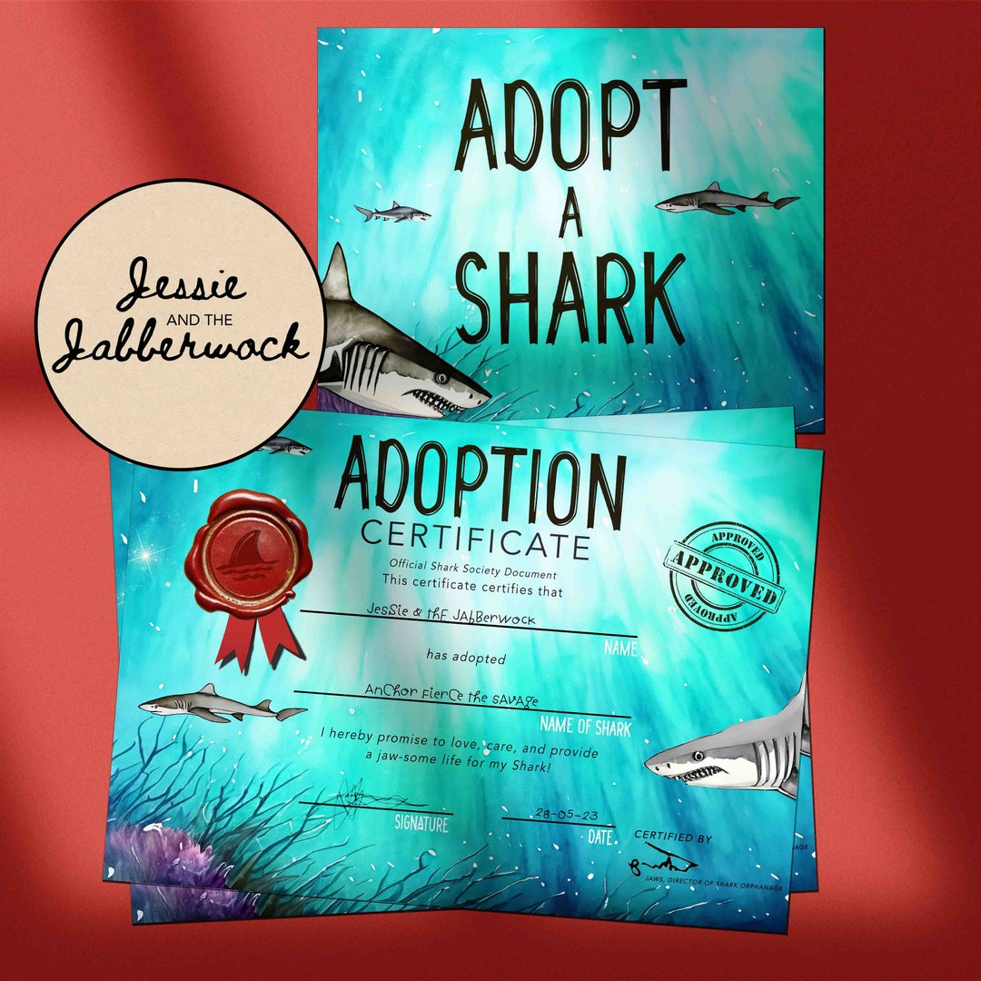 Adopt a Shark Sign & Adoption Certificate Party Printable Baby Shark ...