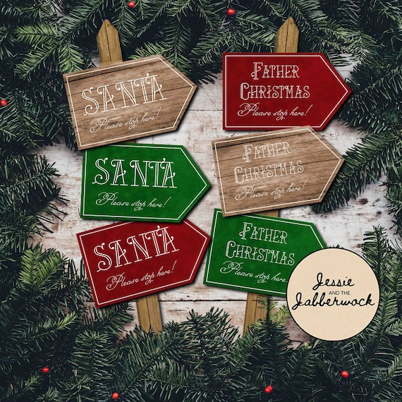 Santa Please Stop Here Signs Party Pack Printables Father | Etsy