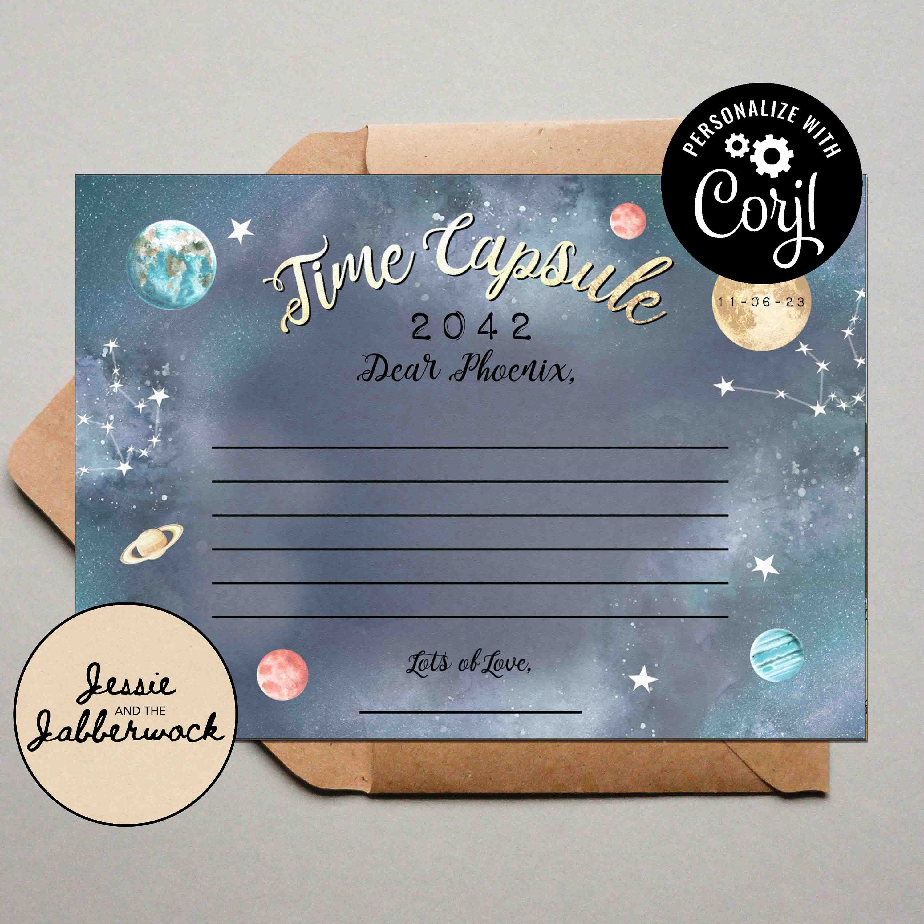 Space Time Capsule Templates | Galaxy First Birthday Memory Guestbook ...
