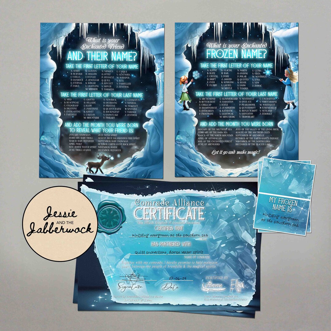 What's Your Frozen Name Printable Party Game Magical Winter Ice Queen ...