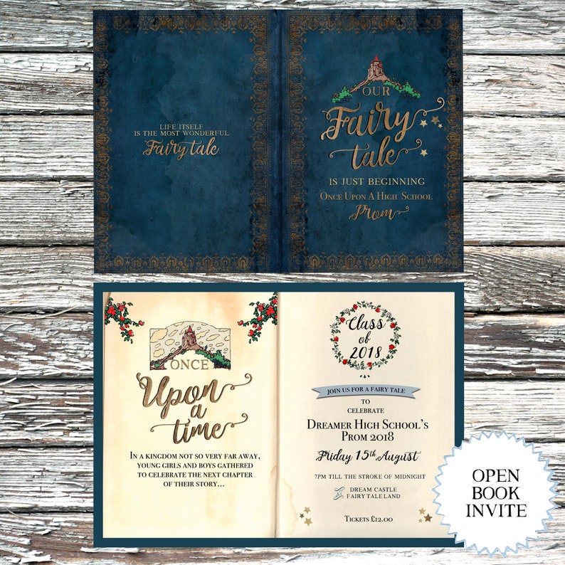 Once Upon a Time Fairy Tale Prom Story Book Invites / - Etsy UK