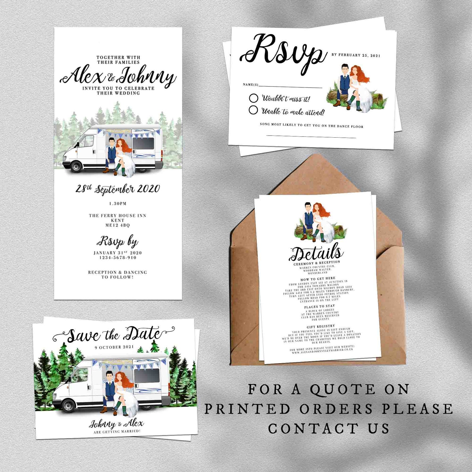 Personalised Couple and Camper Van / Vehicle Illustration - Etsy UK