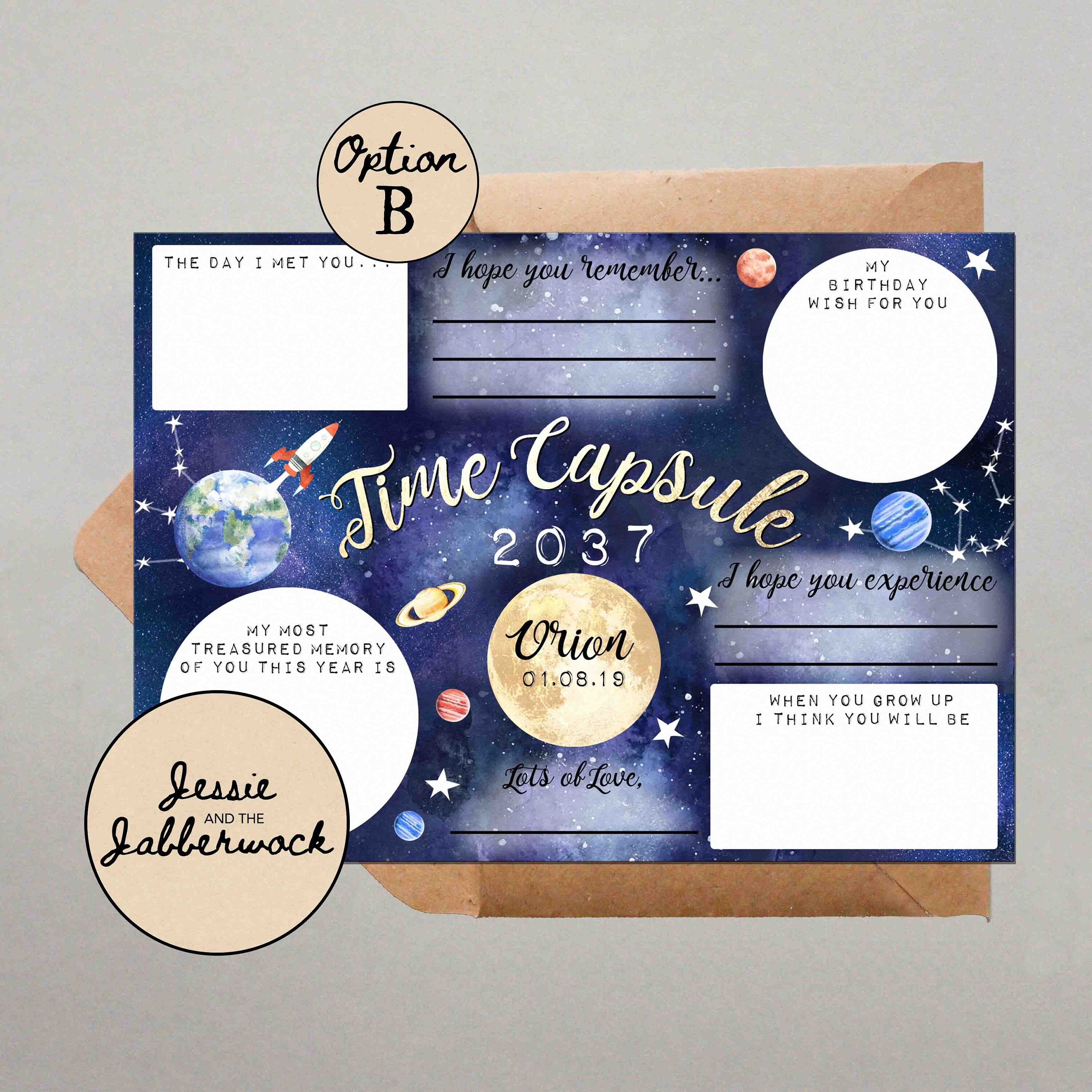Space Time Capsule Vintage Galaxy First Birthday Memory | Etsy