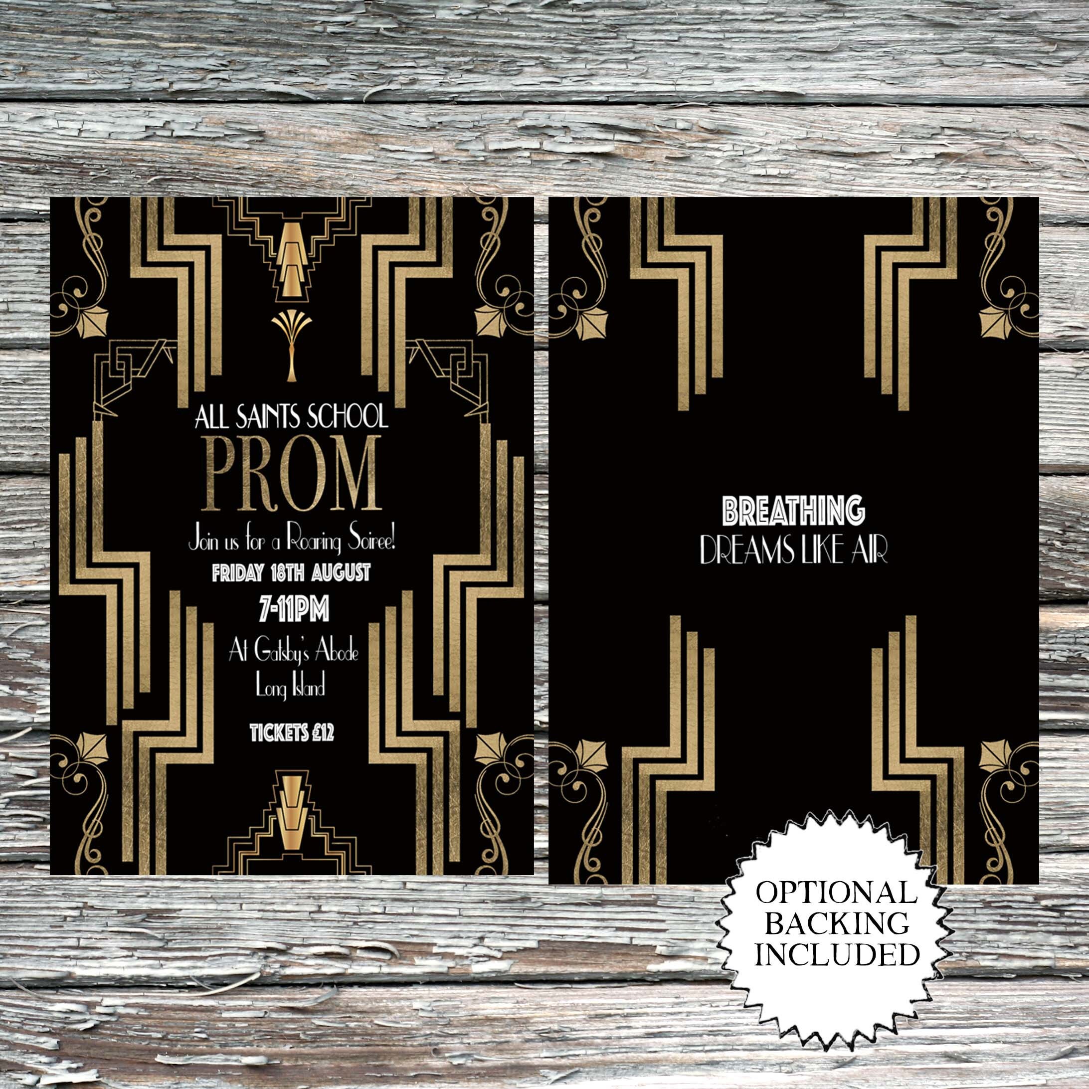 Great Gatsby Invitation Art Deco Prom Invite Event Ticket Etsy Uk