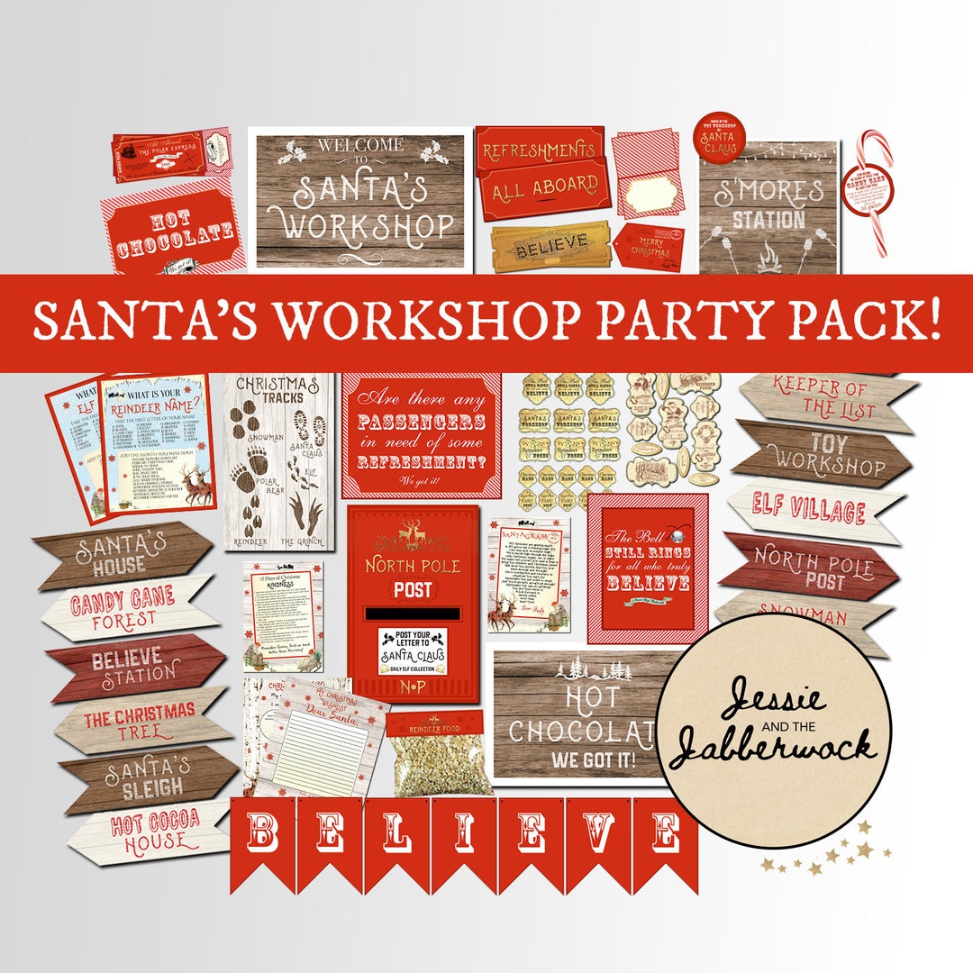 Santa's Workshop Super Party Pack Printables | Winter Christmas Set ...