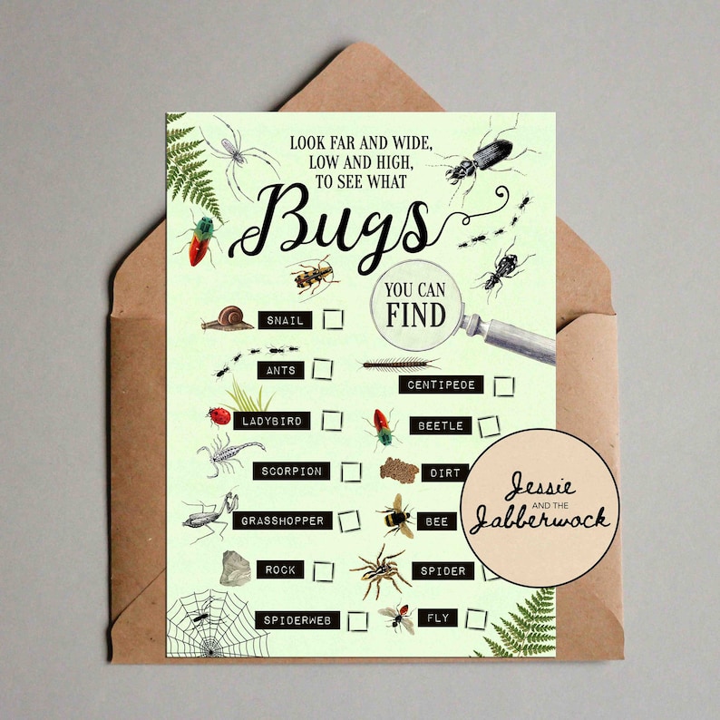 Bug Insect Party Scavenger Hunt Printable Instant Download | Etsy UK
