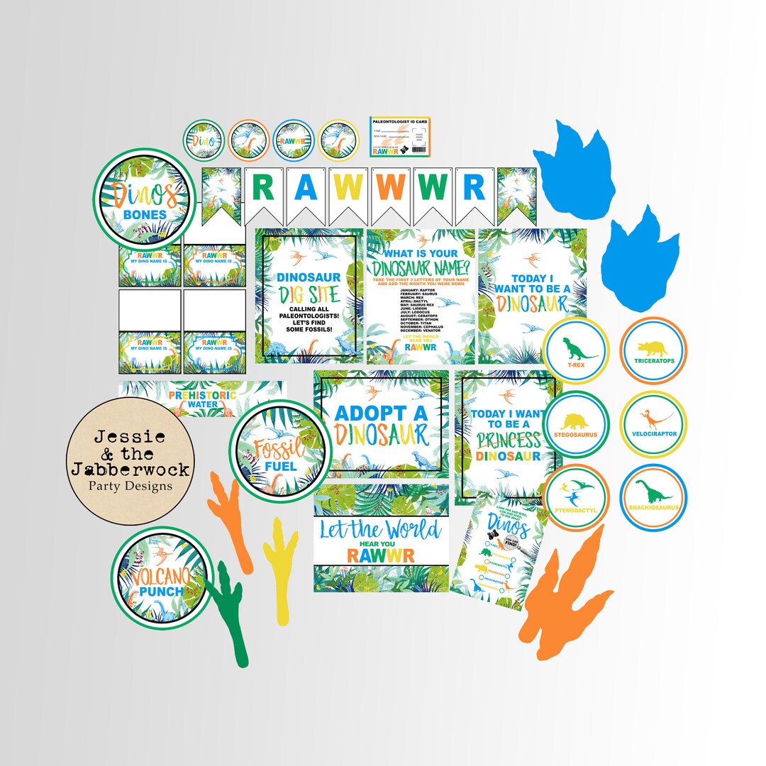 Dinosaur Party Printable, Adopt a Dino, Dig Site, Decorations, Games ...